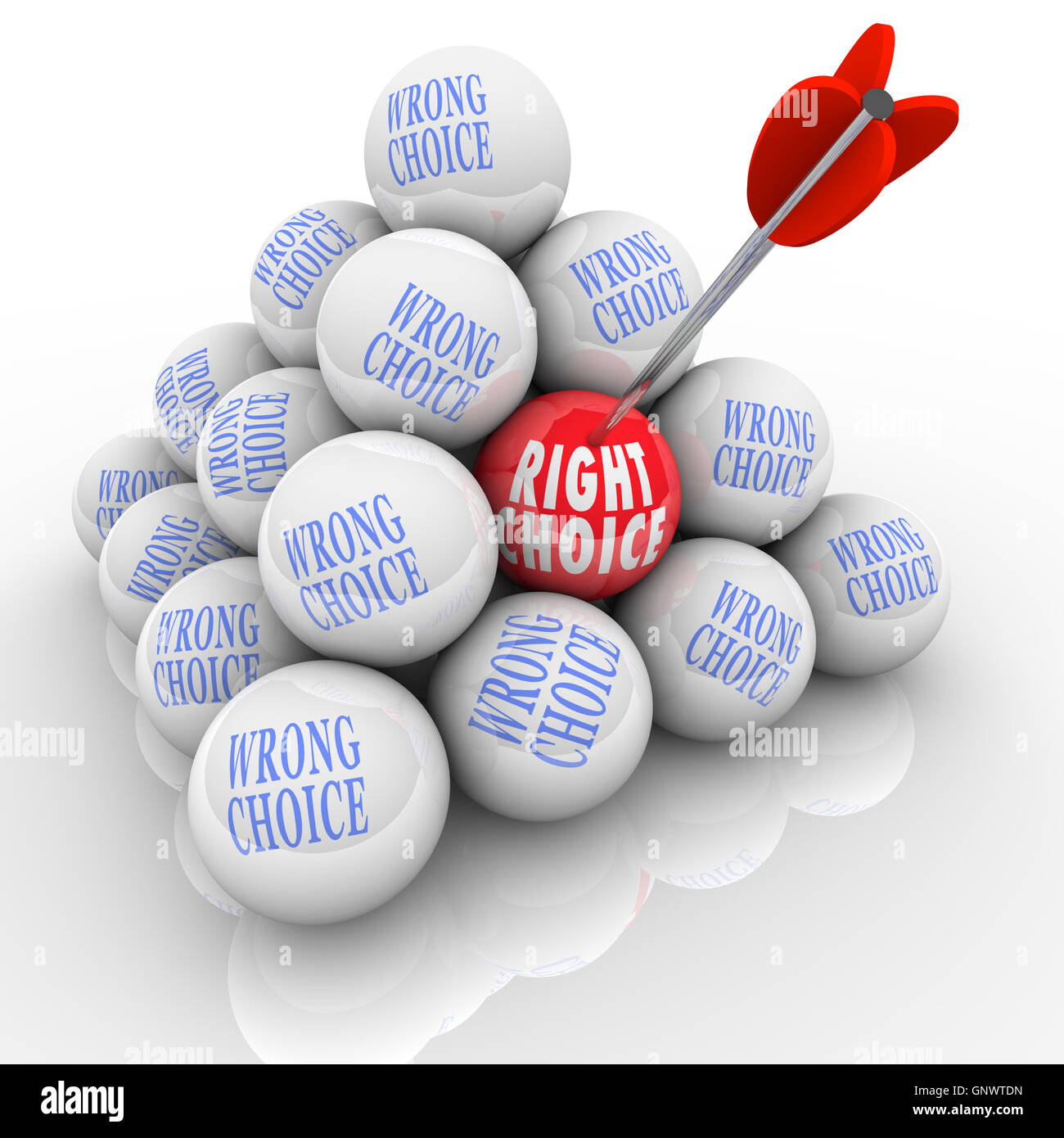 Right Vs Wrong Choice Arrow Picks Best of Many Choices Stock Photo - Alamy