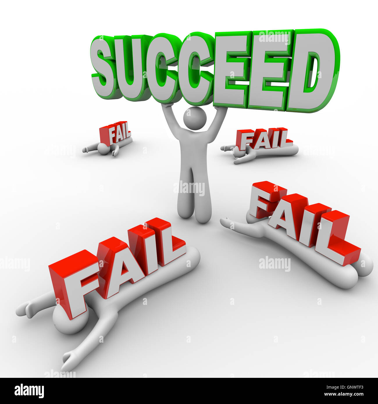 One Successful Person Holds Succeed Word Others Fail Stock Photo - Alamy