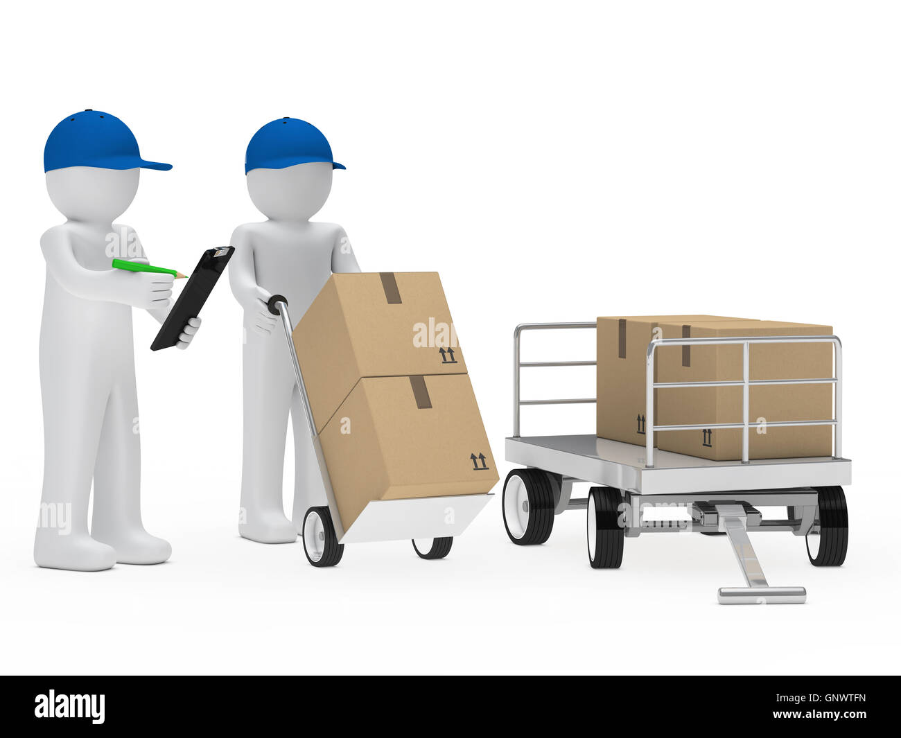 courier figure trolley Stock Photo - Alamy