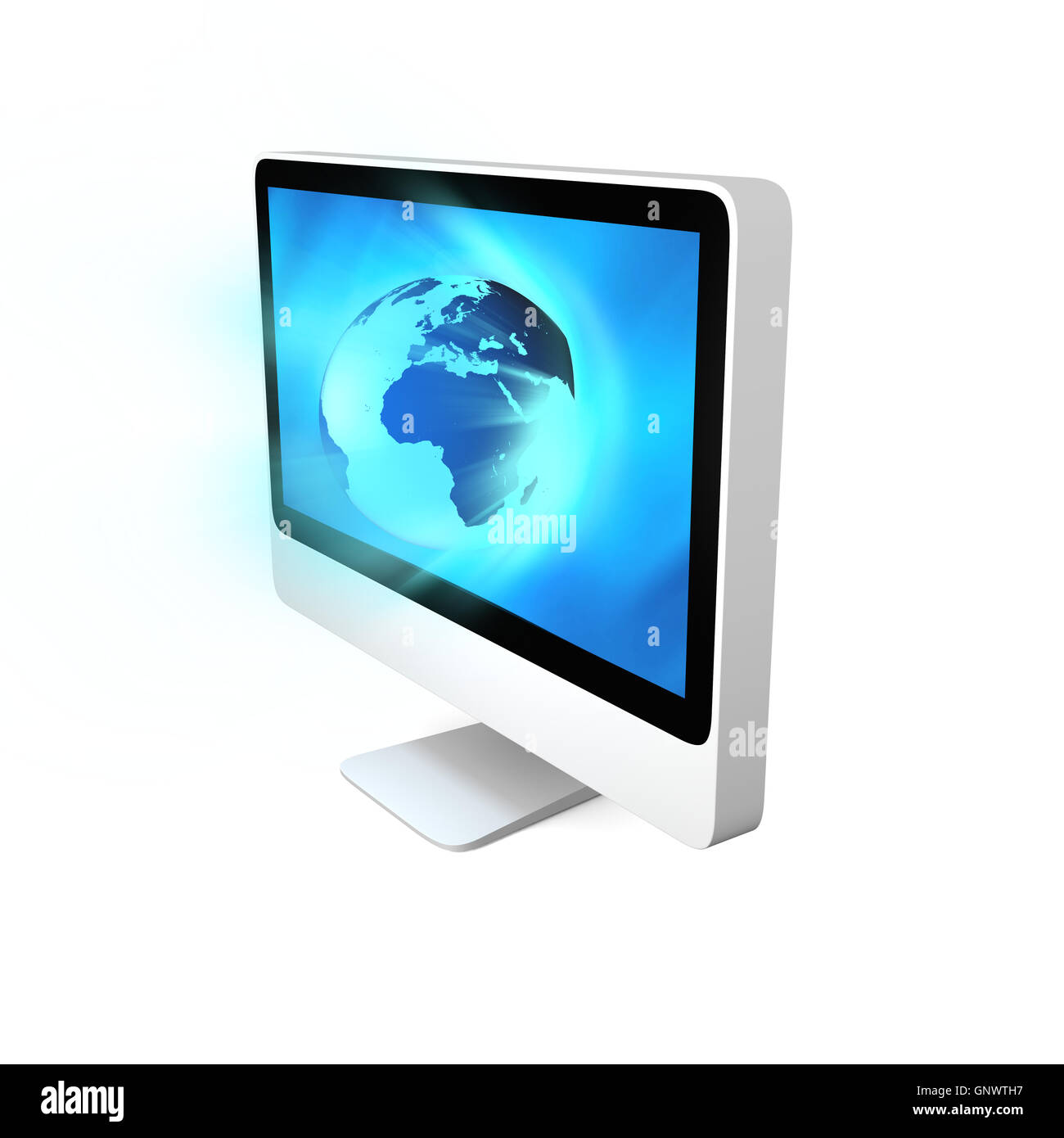 Shining planet on computer screen Stock Photo - Alamy
