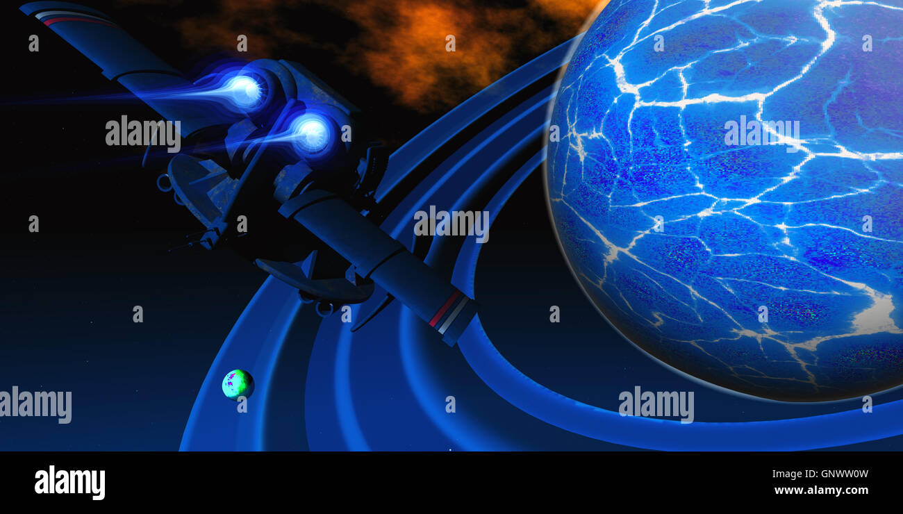 Warp drive spacecraft, illustration hi-res stock photography and images ...