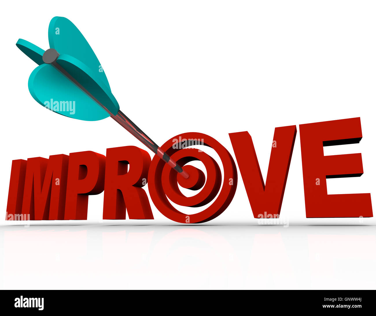 Improve Arrow in Target - Successful Improvement Goal Stock Photo - Alamy