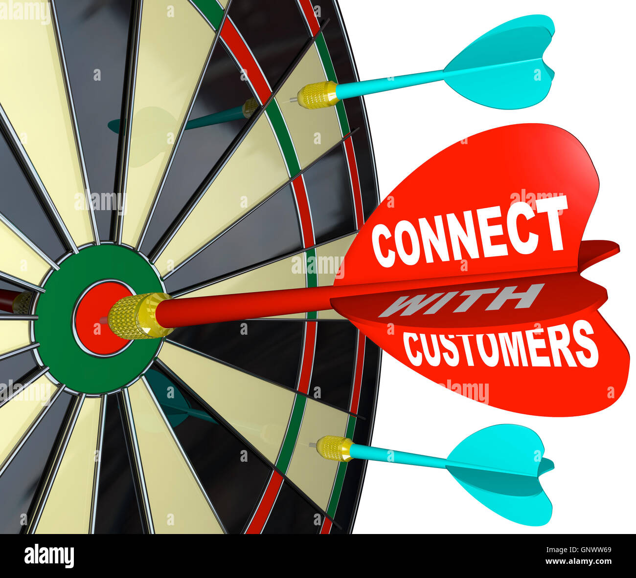Connect with Customers Dart Hitting Dartboard Stock Photo - Alamy
