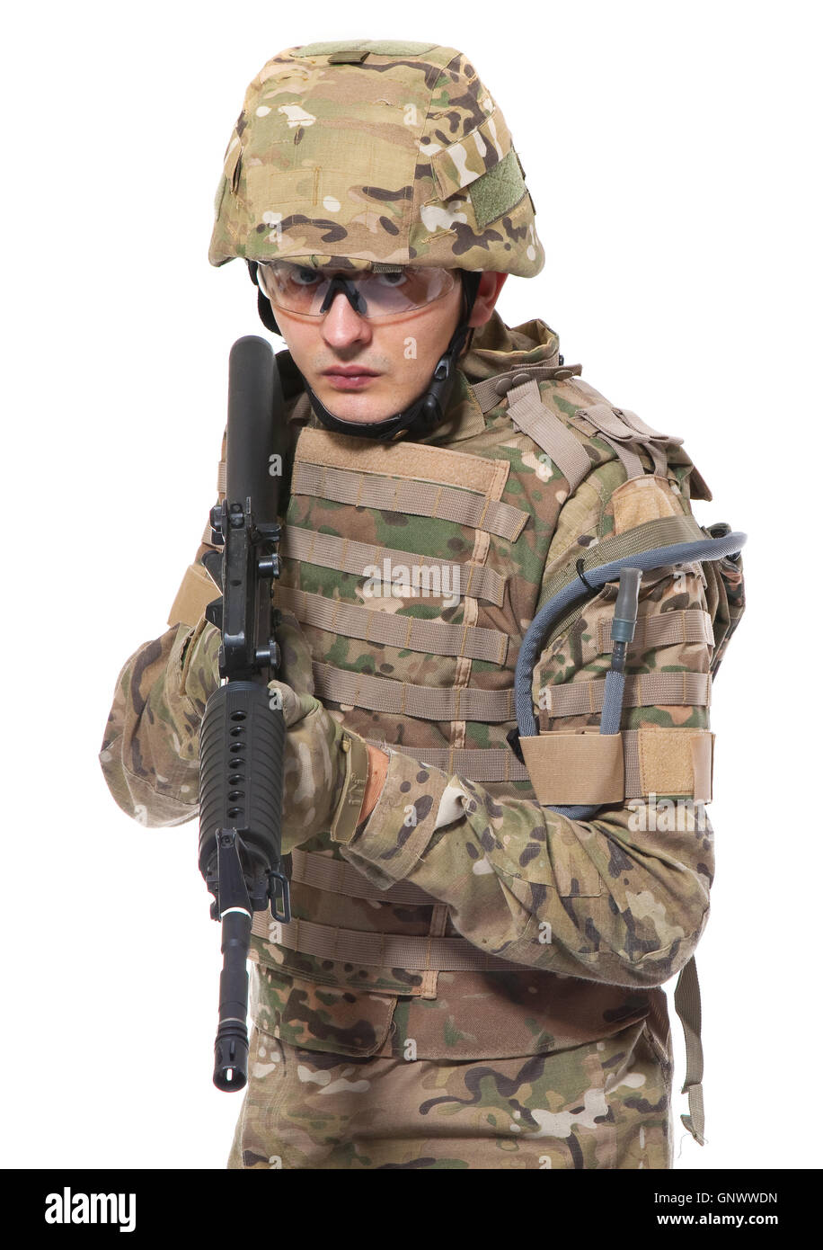 Modern soldier with rifle Stock Photo - Alamy