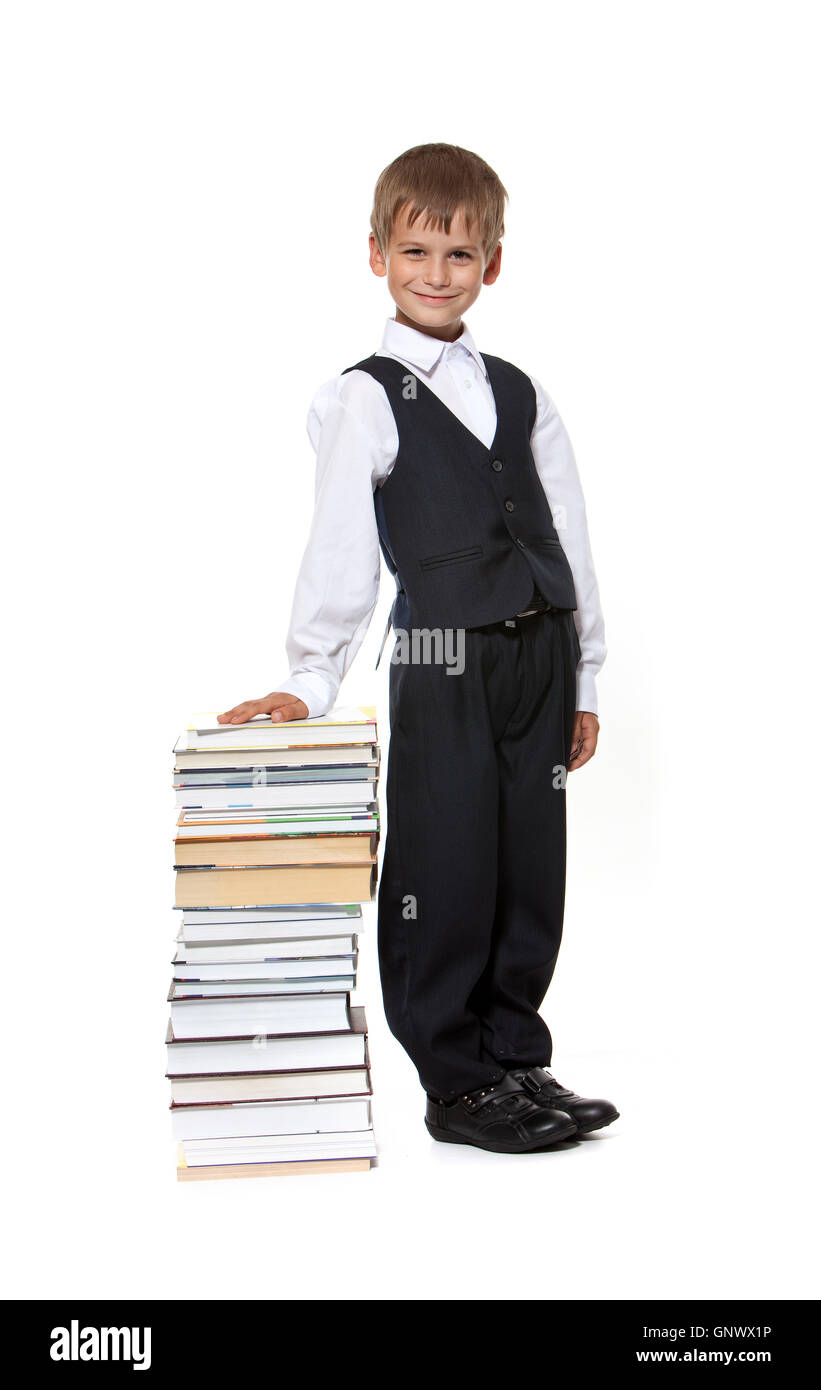 Boy and books Stock Photo - Alamy