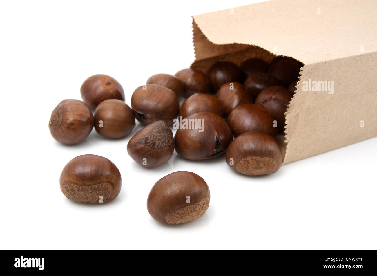 Roasted chestnuts in bag on hi-res stock photography and images - Alamy
