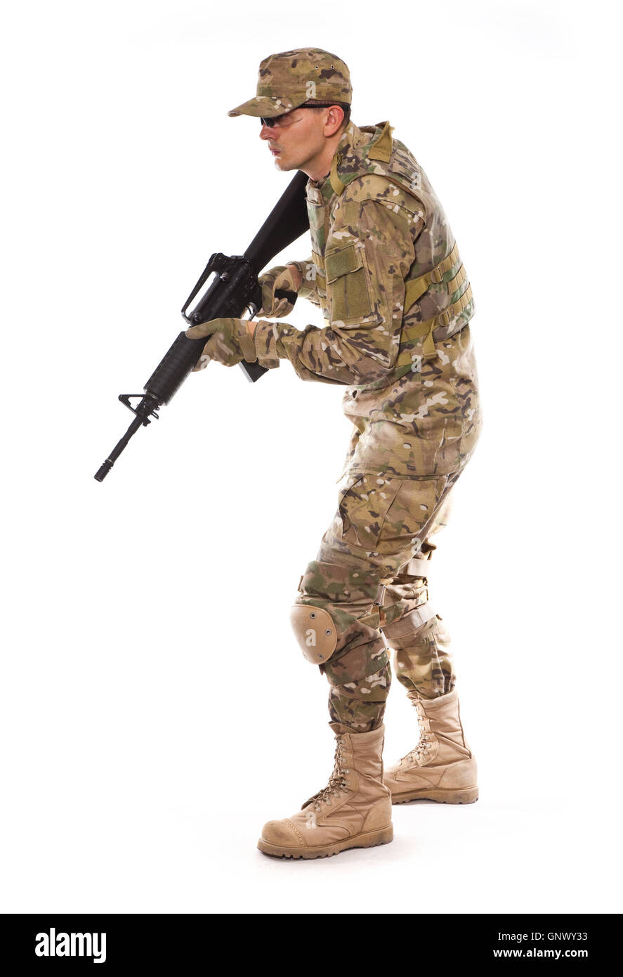 Soldier with rifle Stock Photo - Alamy