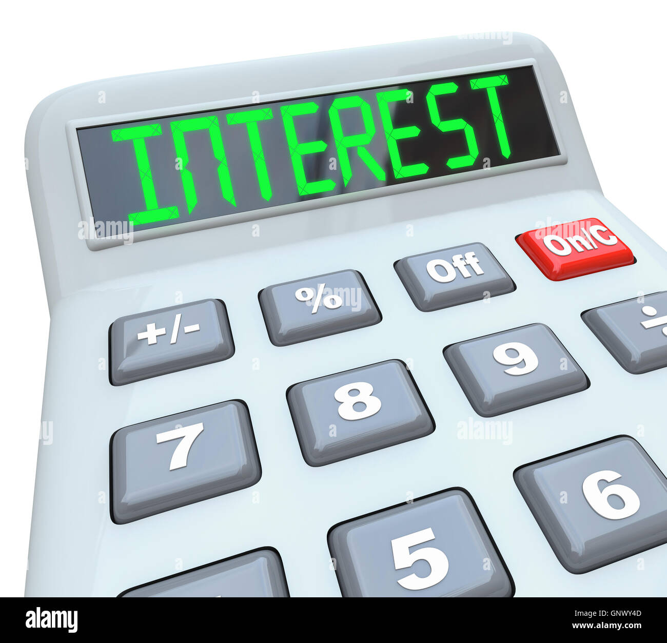 Interest Word Calculator Figure Growth Rate Loan Cost Stock Photo - Alamy