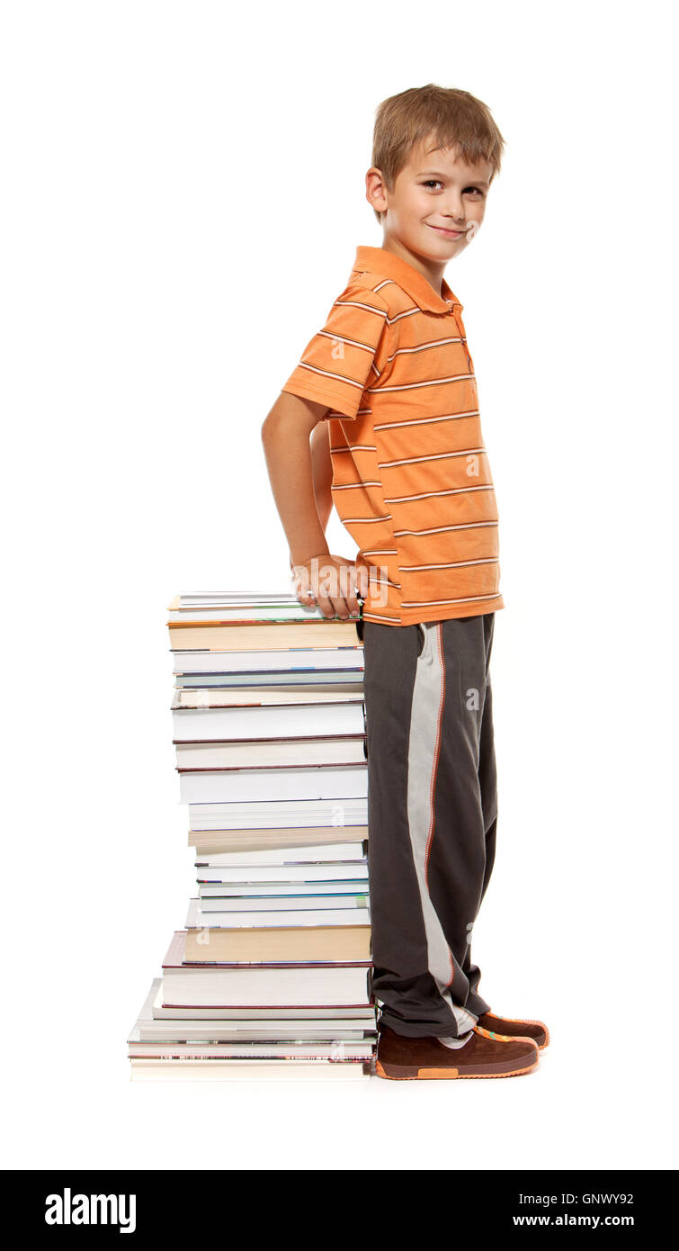 Boy and books. Back to school Stock Photo - Alamy