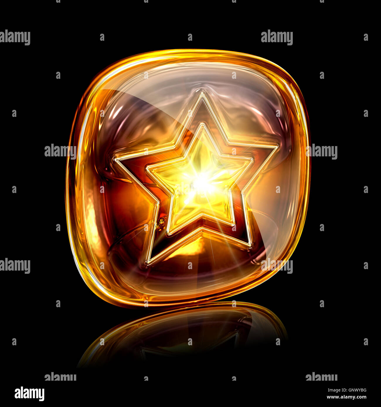 star icon amber, isolated on black background Stock Photo - Alamy