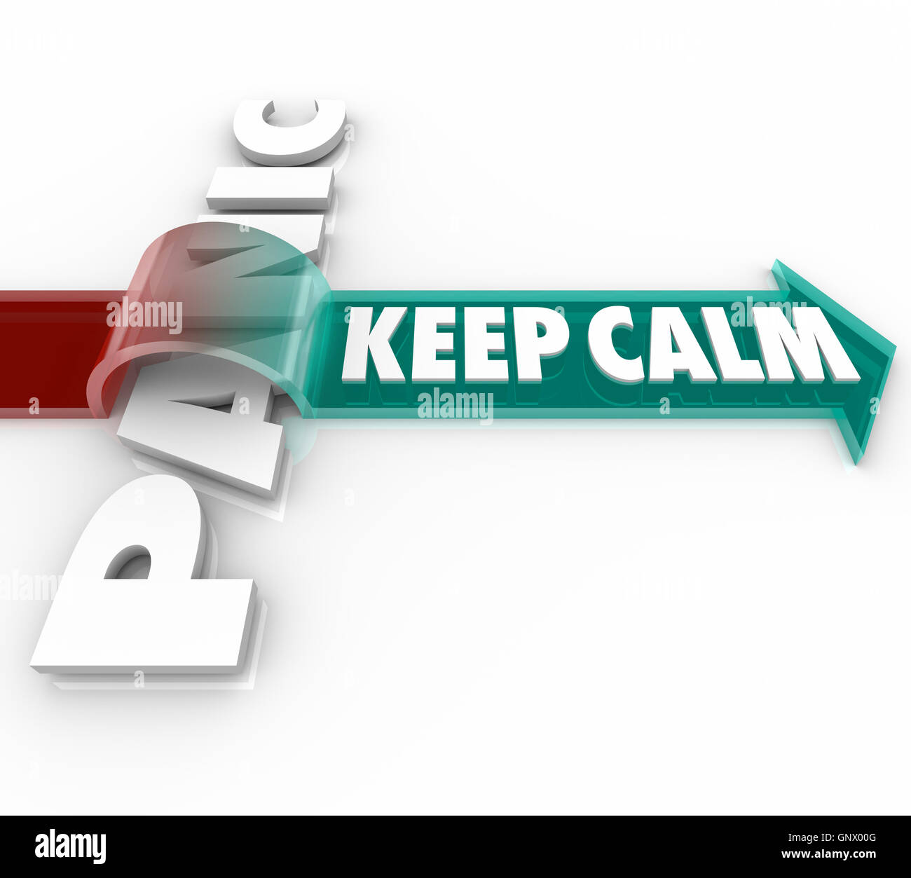 Keep Calm Arrow Over Word Panic Stress Pressure Stock Photo - Alamy