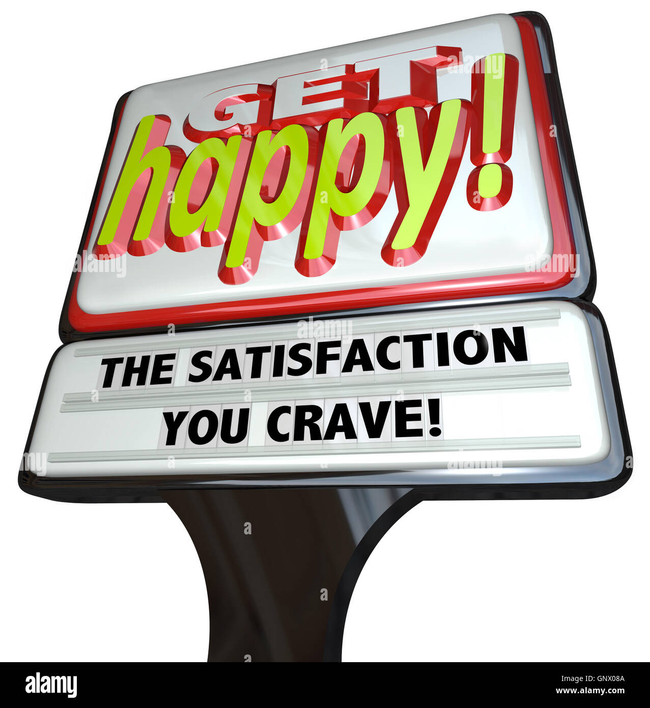 Get Happy Fast Food Sign Instant Happiness Stock Photo - Alamy