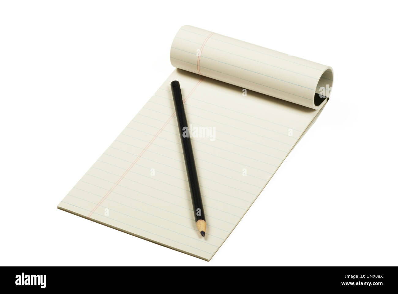 yellow paper for reading with pencil Stock Photo - Alamy