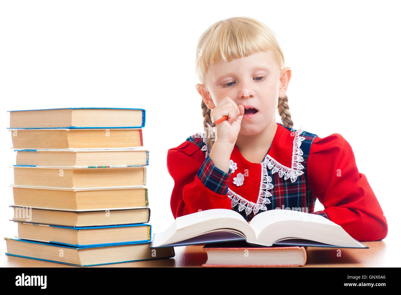 girl thinking over the homework Stock Photo - Alamy
