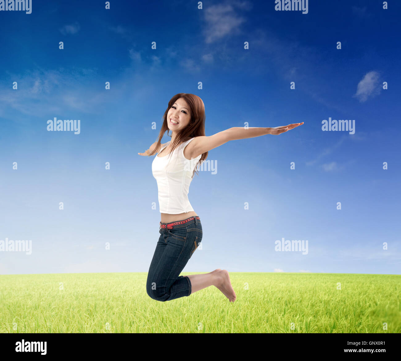 asian girl jumping Stock Photo - Alamy