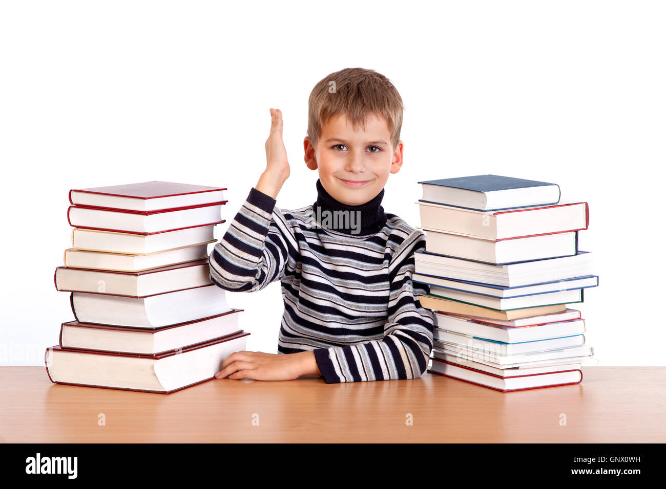 Cheerful Schoolboy ready to answer question Stock Photo - Alamy