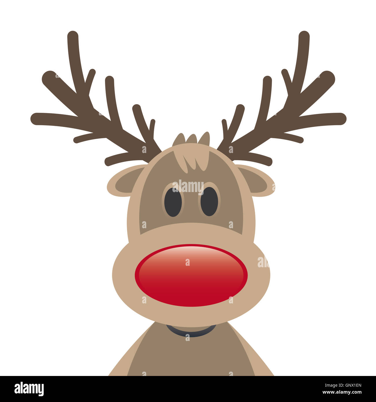 reindeer red nose on white background Stock Photo - Alamy