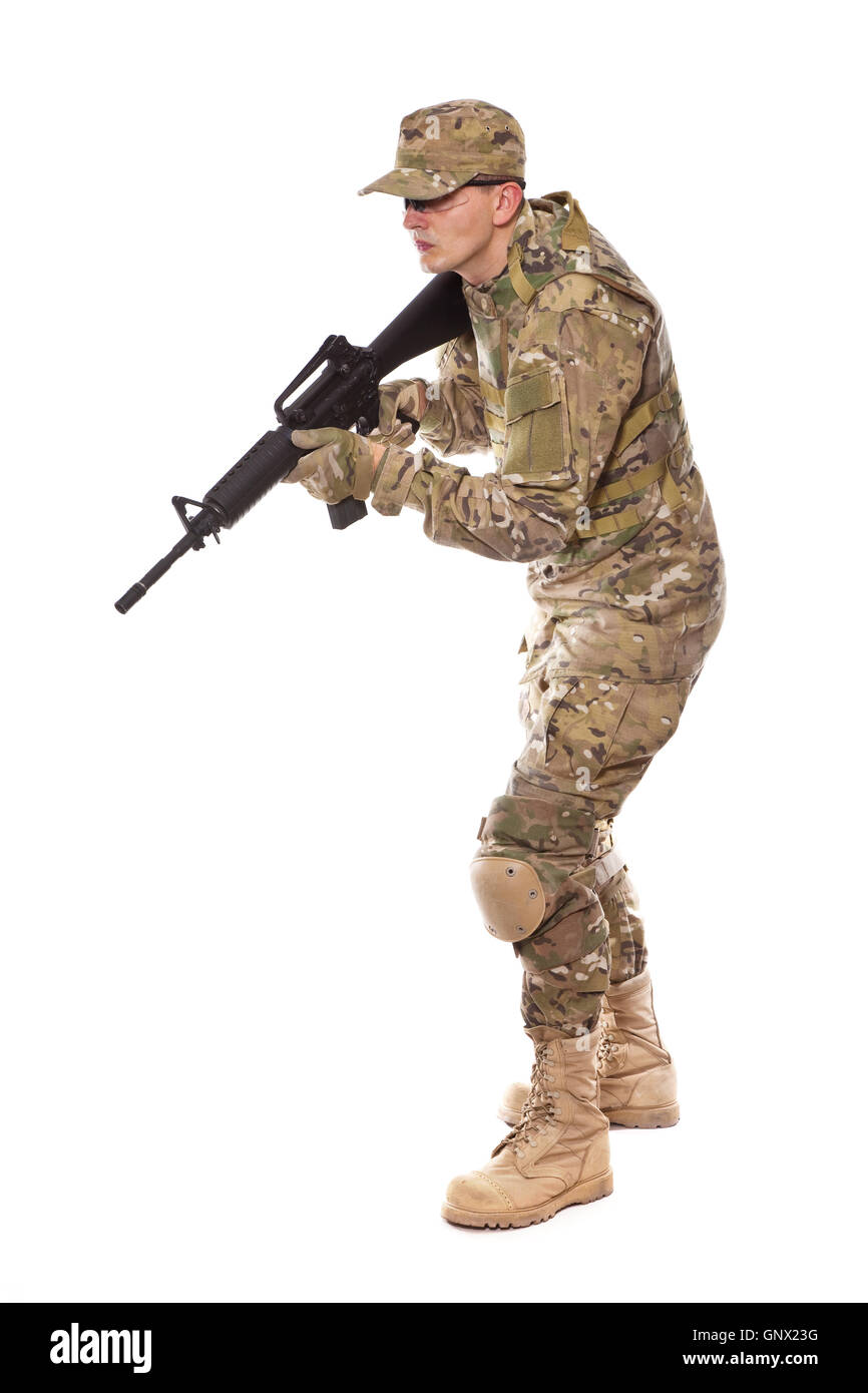 Soldier with rifle Stock Photo - Alamy