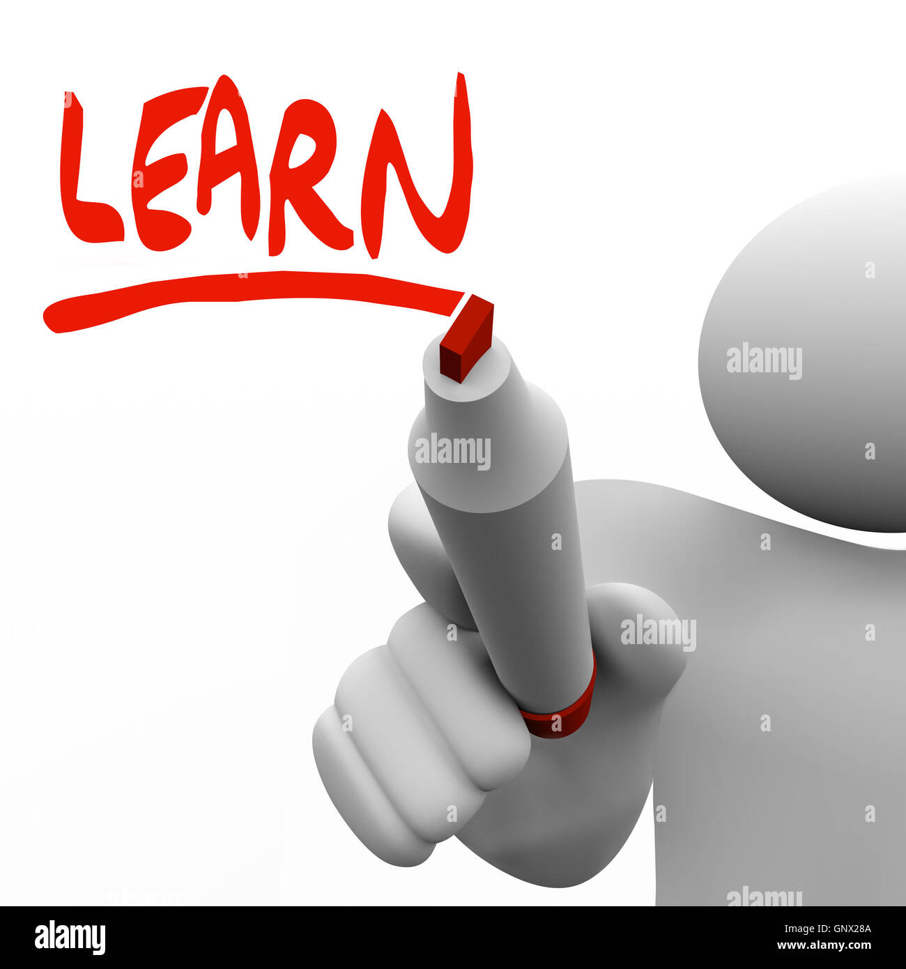 Learn Word Written Man With Marker Teaching Stock Photo - Alamy