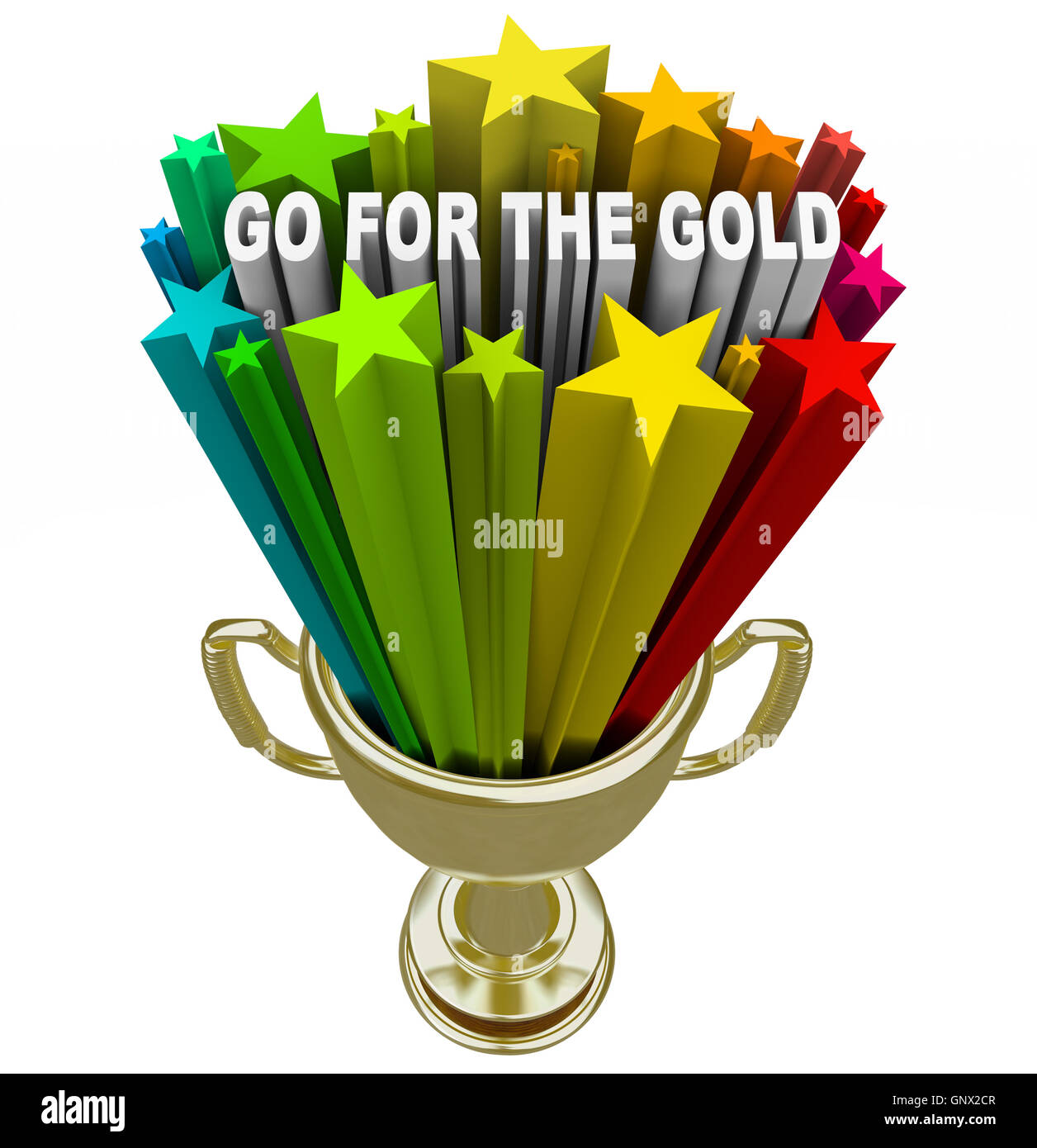 Go for the Gold Trophy Positive Attitude and Ambition Stock Photo - Alamy