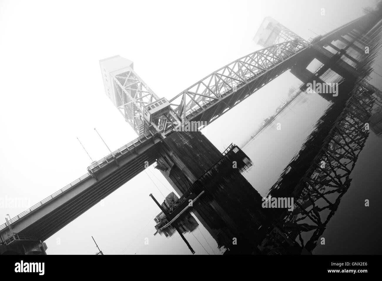 Bridge in Fog Stock Photo - Alamy