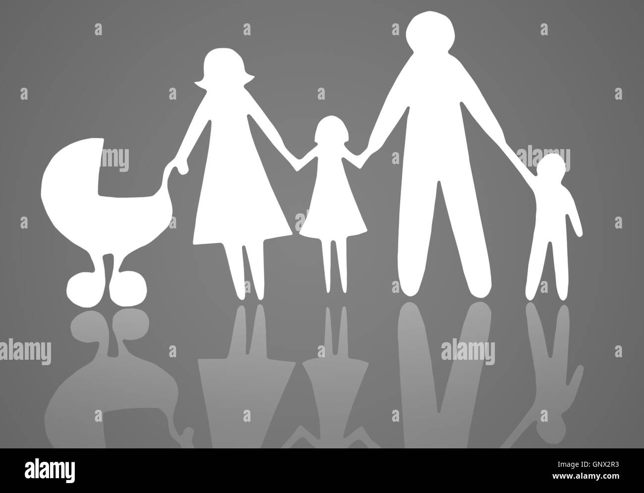 Closeup of paper family on grey background Stock Photo - Alamy