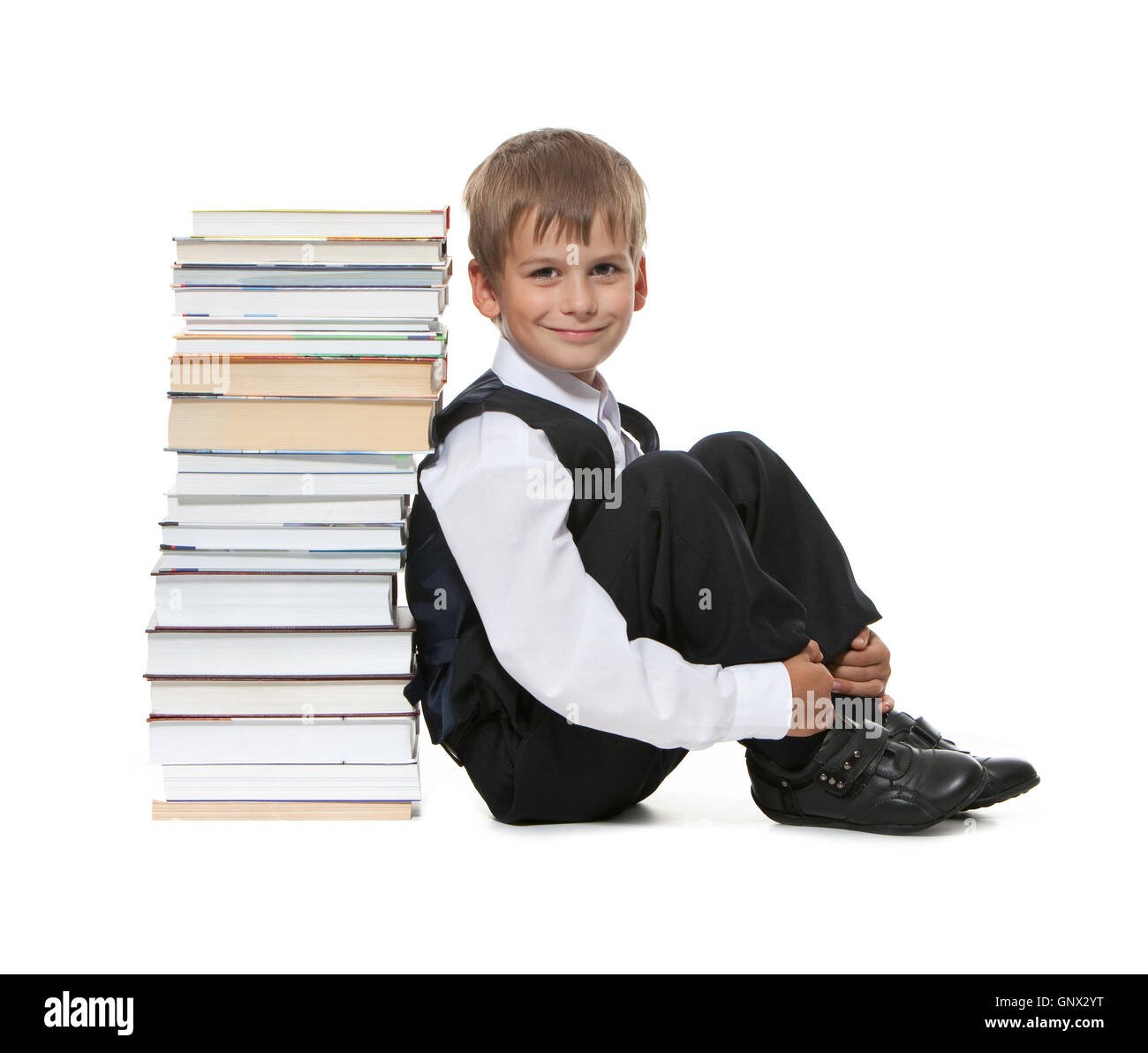 Boy and books Stock Photo - Alamy