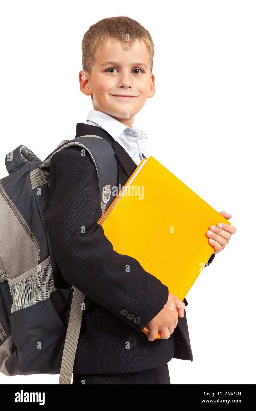 Boy holding books Stock Photo - Alamy