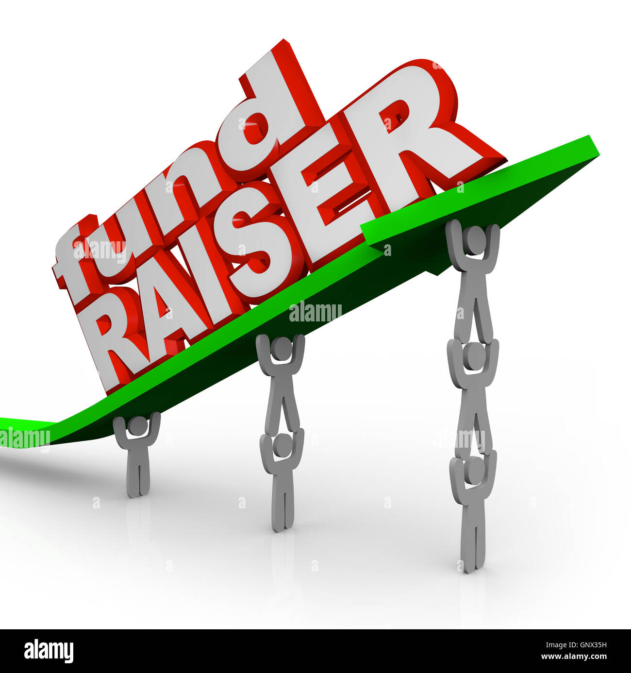 Fundraiser People Lifting Arrow Words Fund Raiser Stock Photo - Alamy