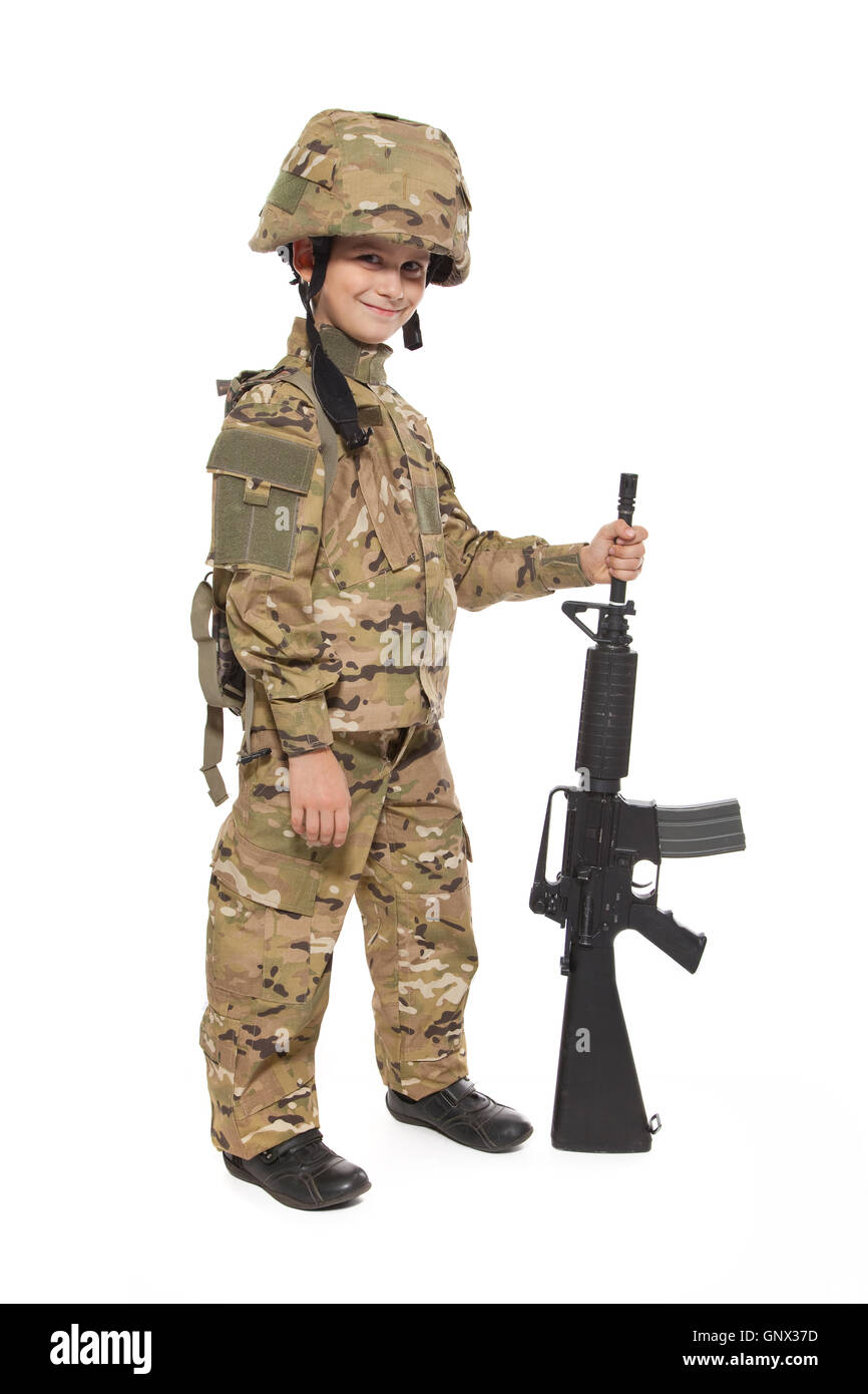 Young soldier with rifle Stock Photo - Alamy