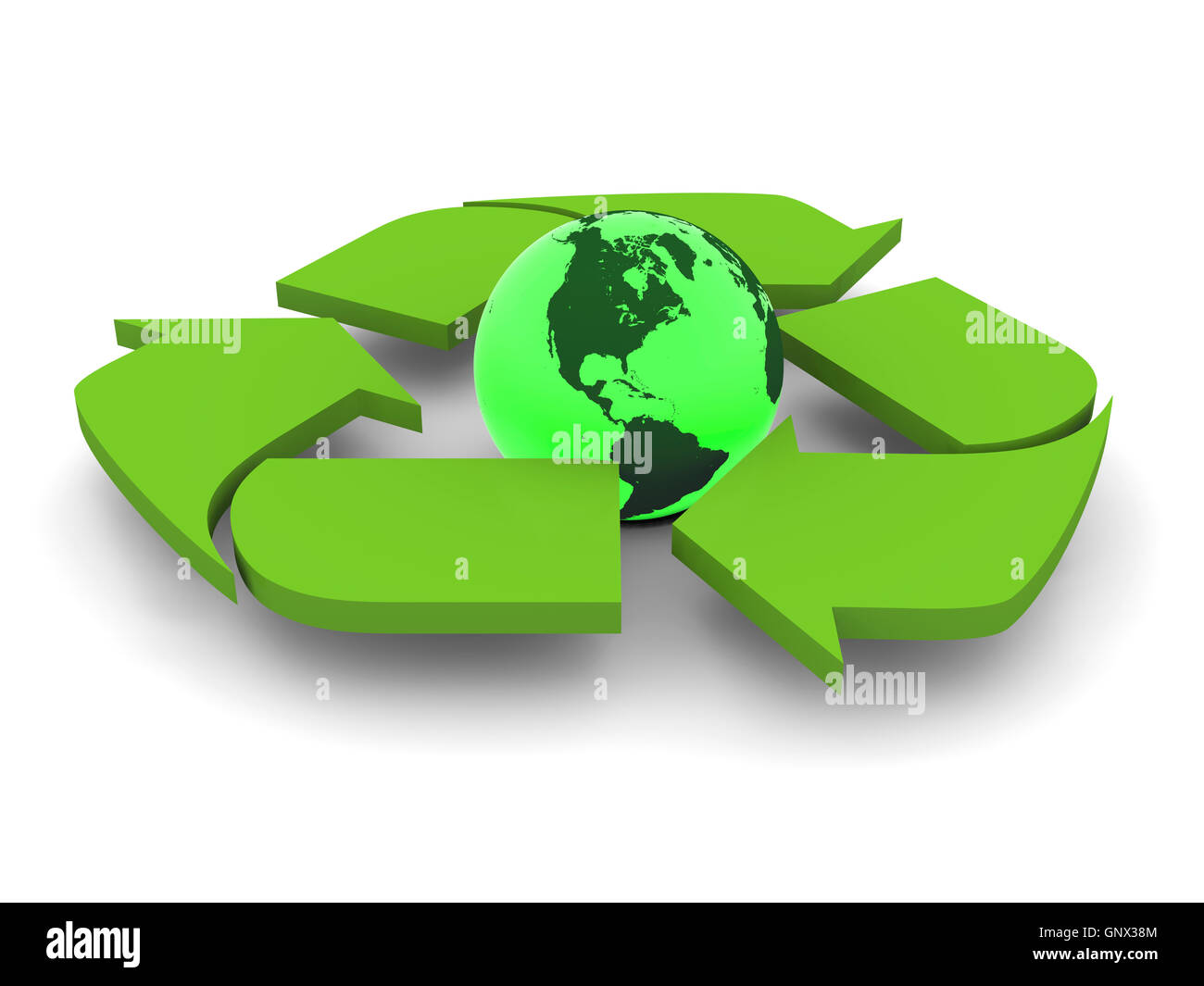 Recycling symbol with Earth Stock Photo - Alamy