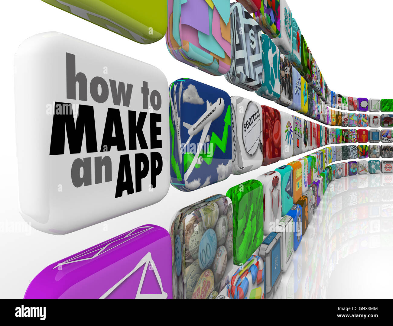 How to Make an App Software Tile Wall of Apps Icons Stock Photo - Alamy