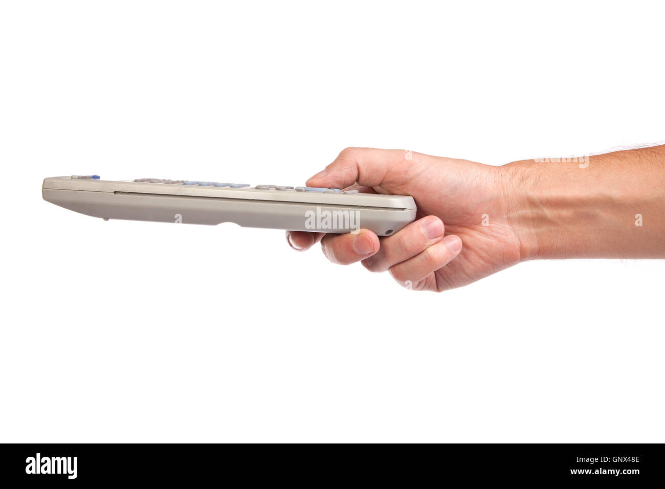 A hand holding a remote control isolated Stock Photo - Alamy