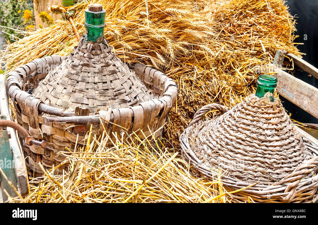 Demijohn with wicker basket hi-res stock photography and images - Alamy