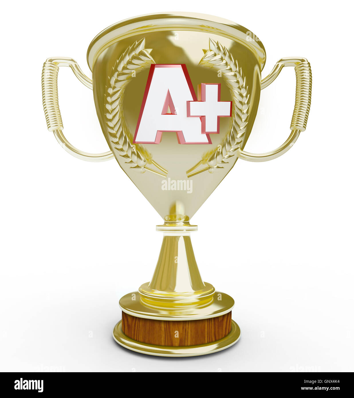 A+ A Plus Letter Grade on Gold Trophy First Place Score Stock Photo - Alamy