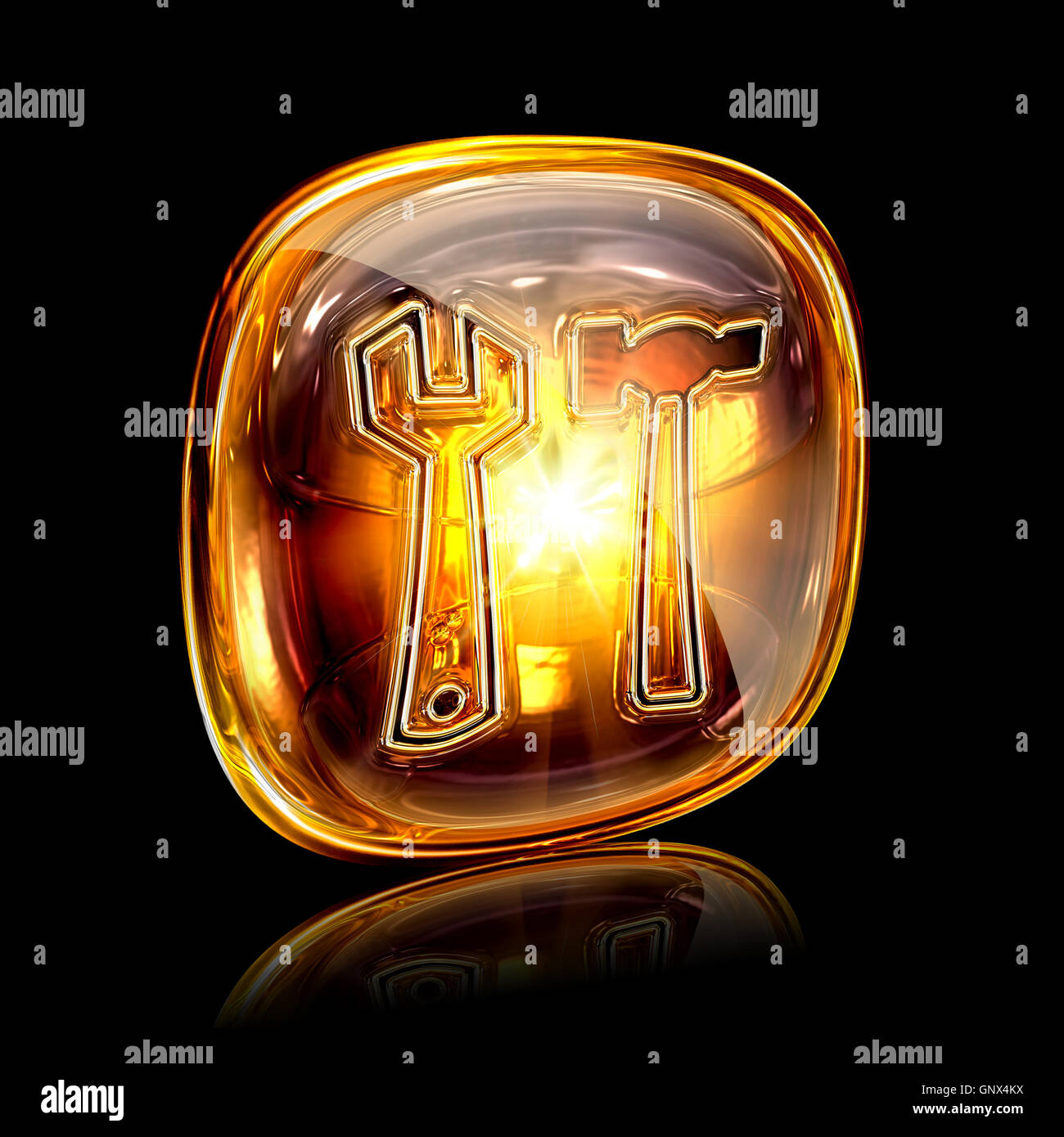 Tools icon amber, isolated on black background Stock Photo - Alamy