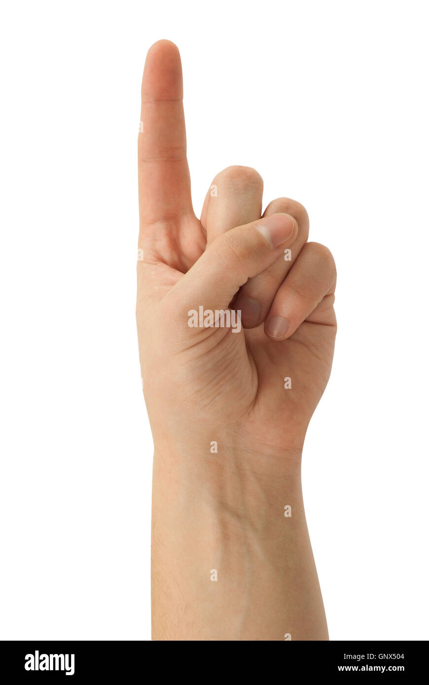 Hand simulating pressing a button or something else with index f Stock ...