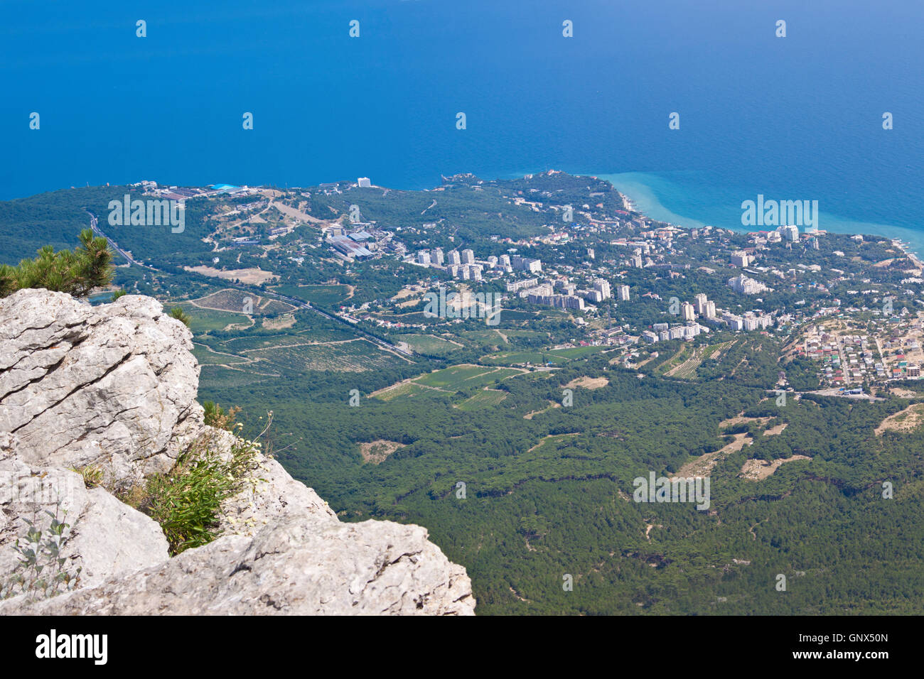 Summer view seacoast. Yalta beach. Black Sea, Ukraine Stock Photo - Alamy
