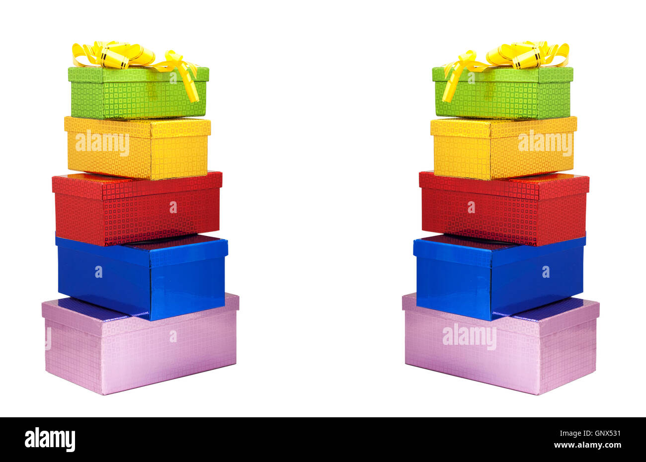 Colour gift boxes Stock Photo - Alamy