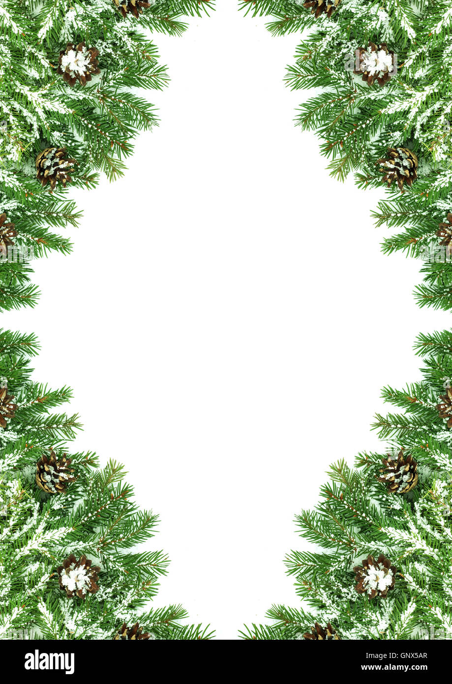 Christmas framework with snow and cones Stock Photo - Alamy