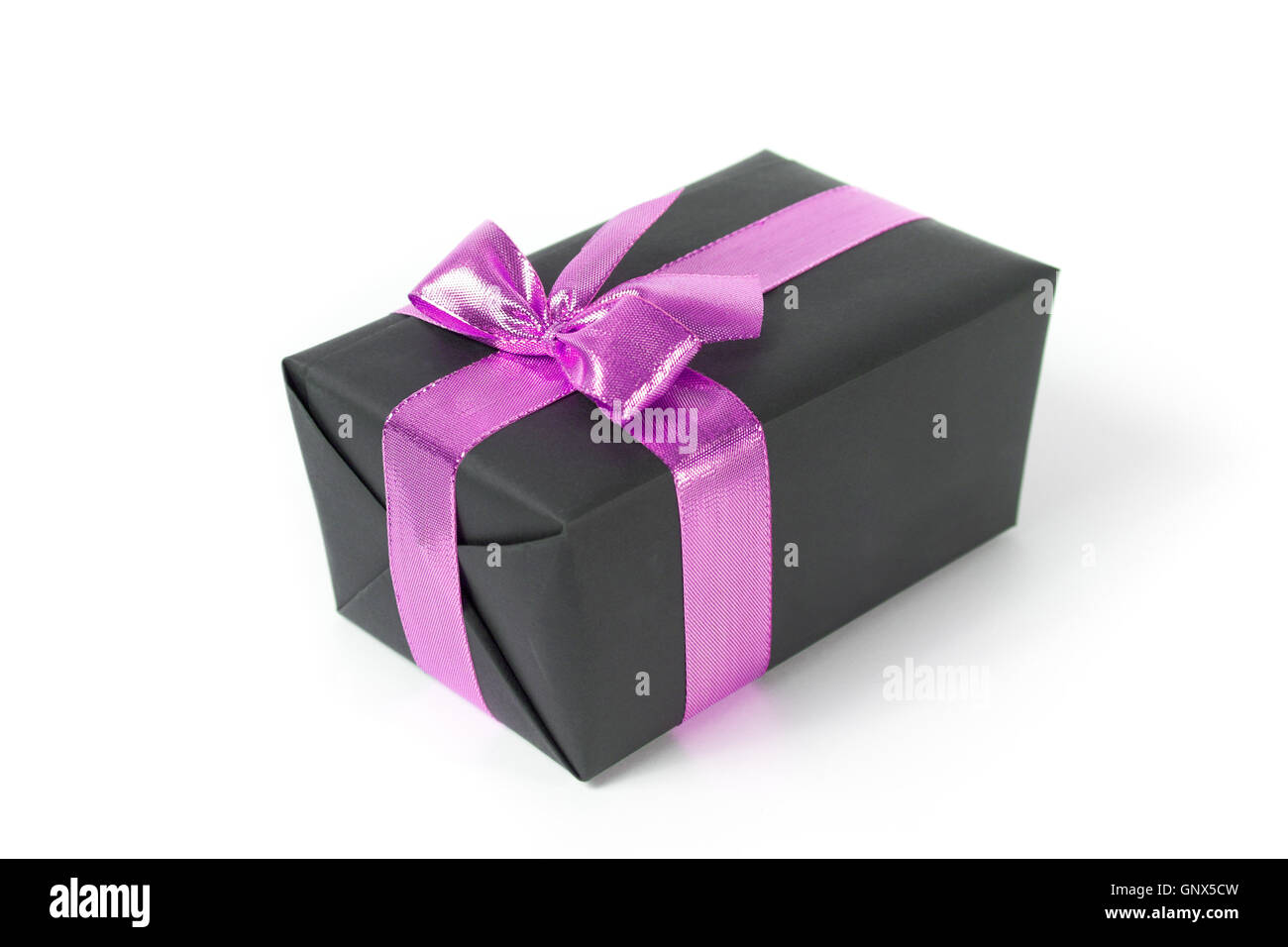 black gift box with pink ribbon Stock Photo - Alamy