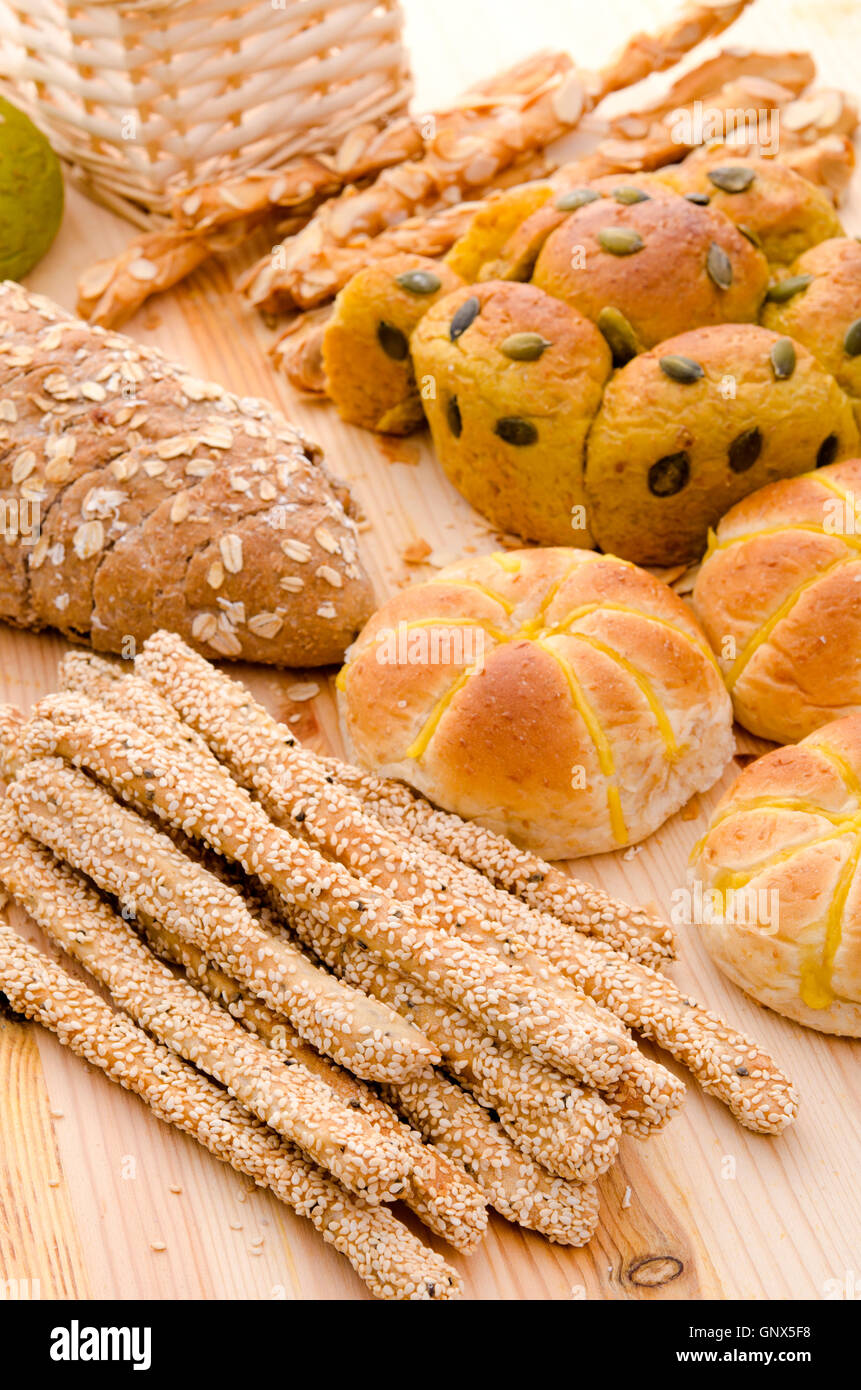 various assorted baked breads Stock Photo - Alamy
