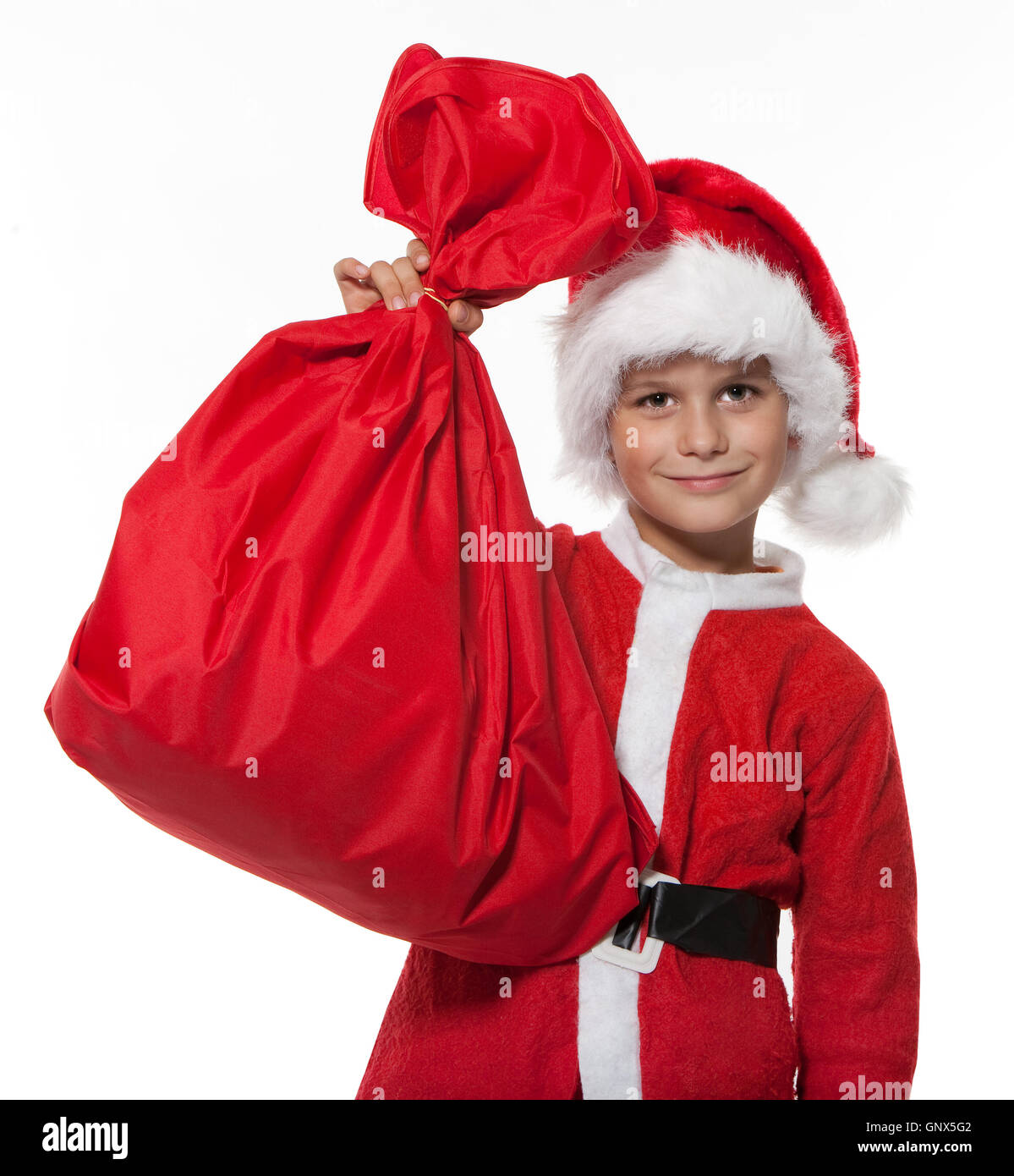 Boy holding a sack Stock Photo - Alamy