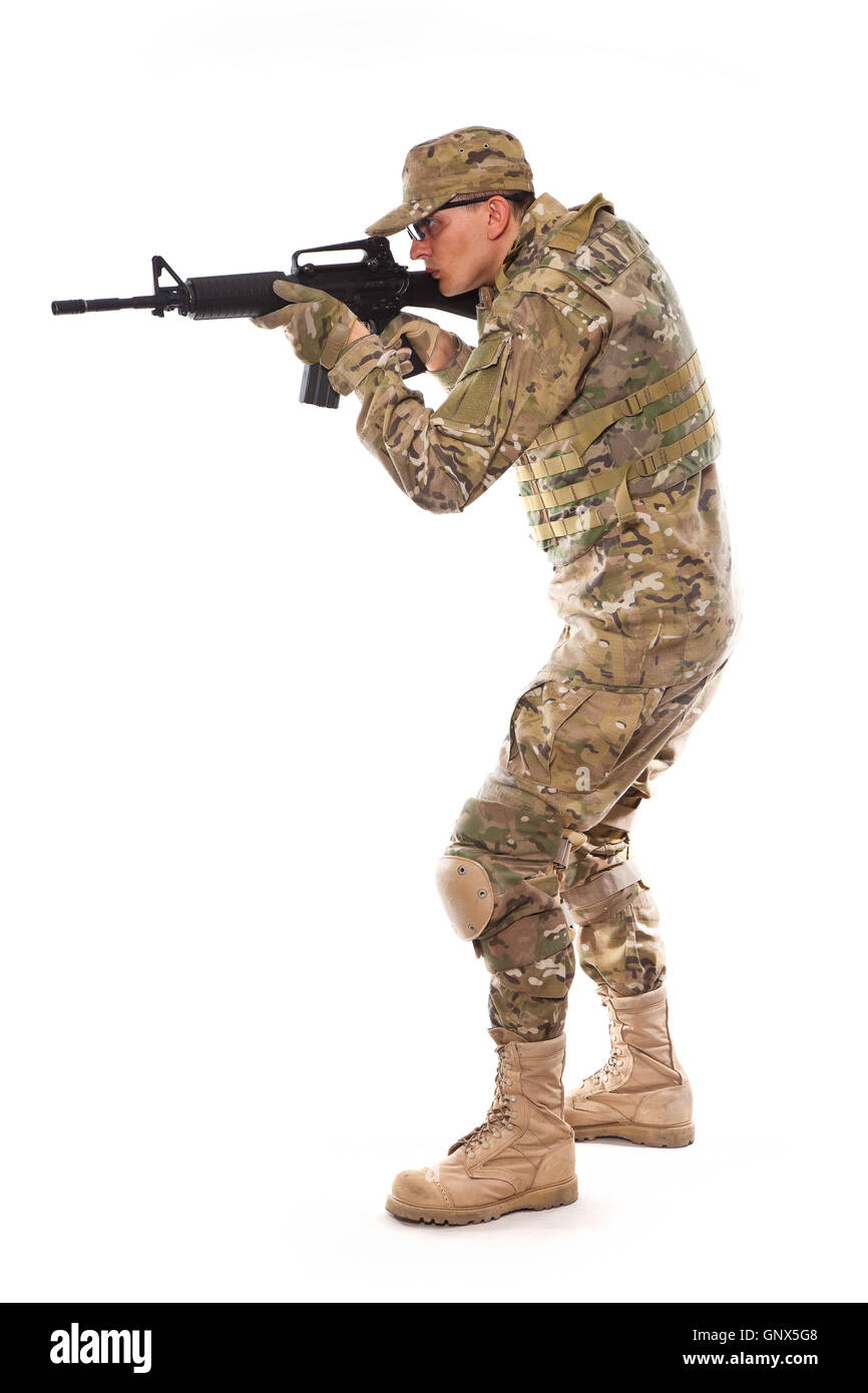 Soldier with rifle Stock Photo - Alamy