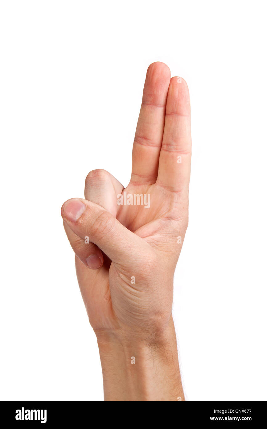 Hand gesture number four closeup isolated on white Stock Photo - Alamy