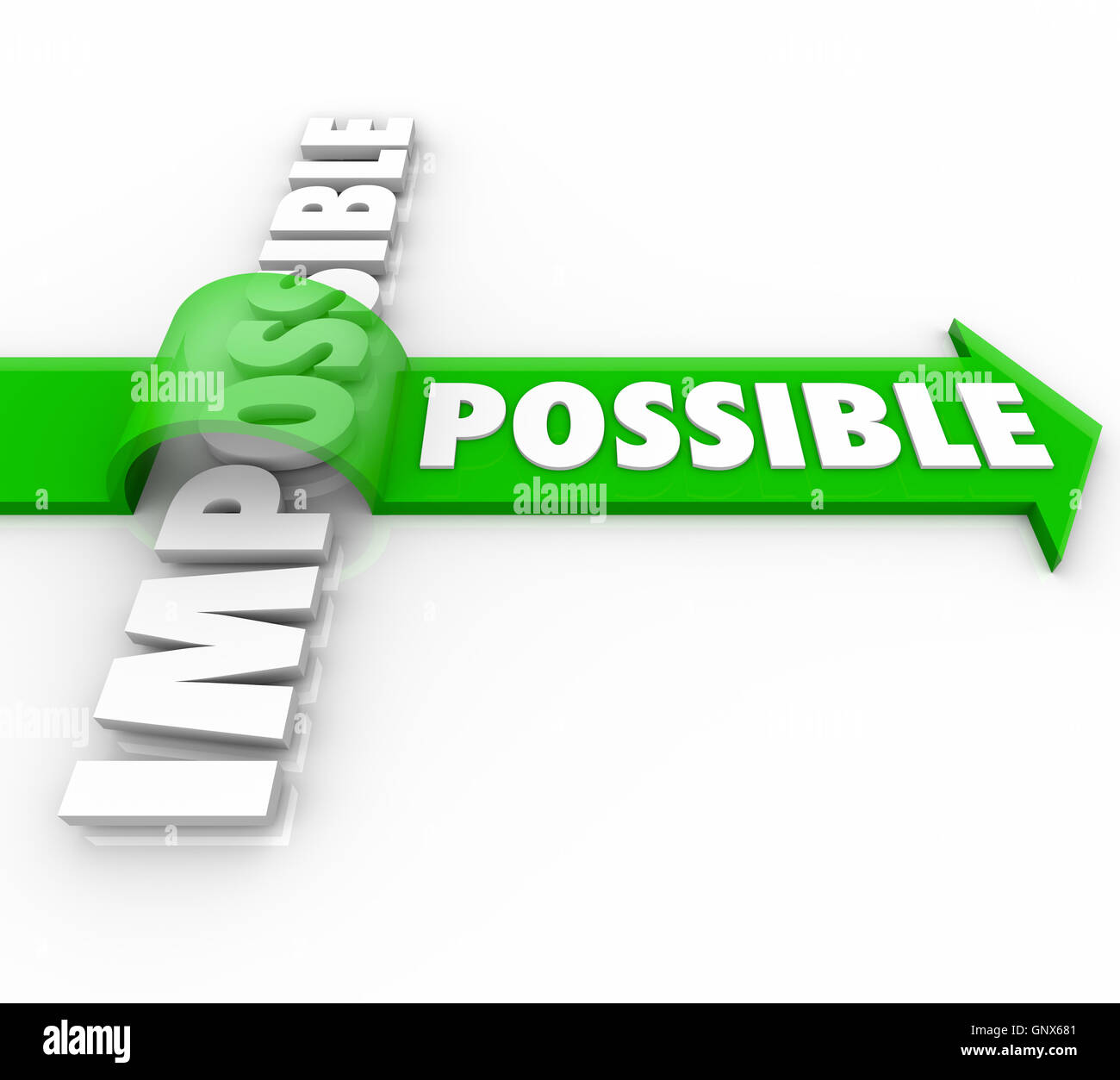 Possible Arrow Jumping Over Impossible Positive Attitude Stock Photo ...