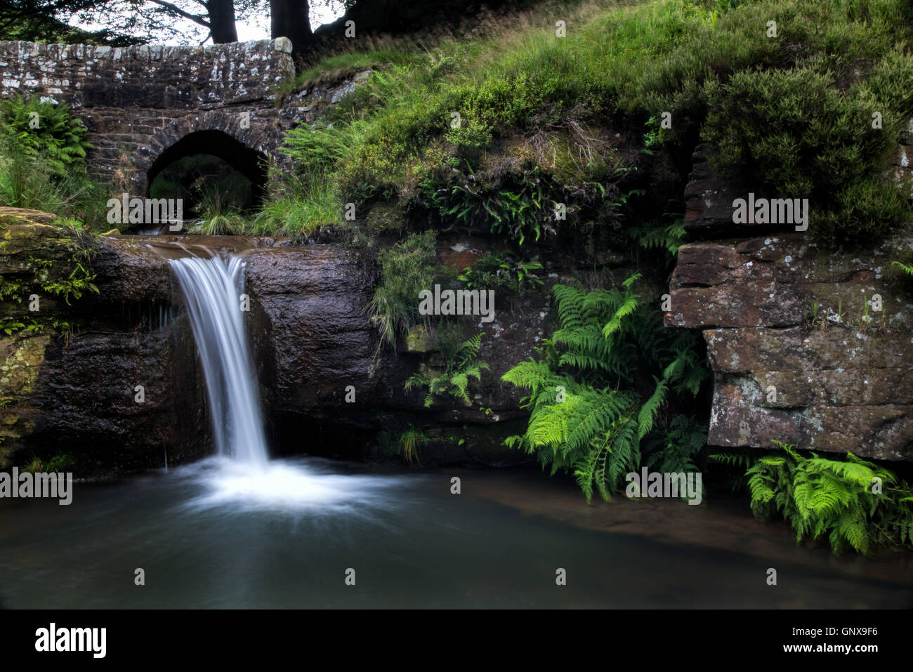 Waterfall at Three Shires Head and Panniers Pool Peak District Stock ...