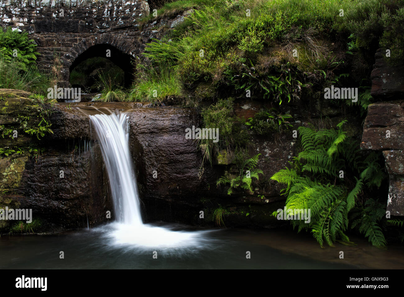Waterfall at Three Shires Head and Panniers Pool Peak District Stock ...