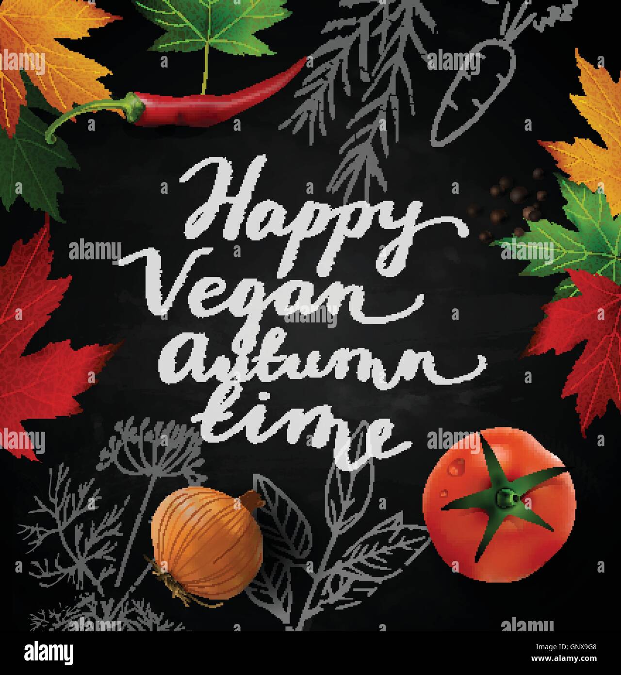 Chalkboard with autumn leaves Stock Vector Image & Art - Alamy