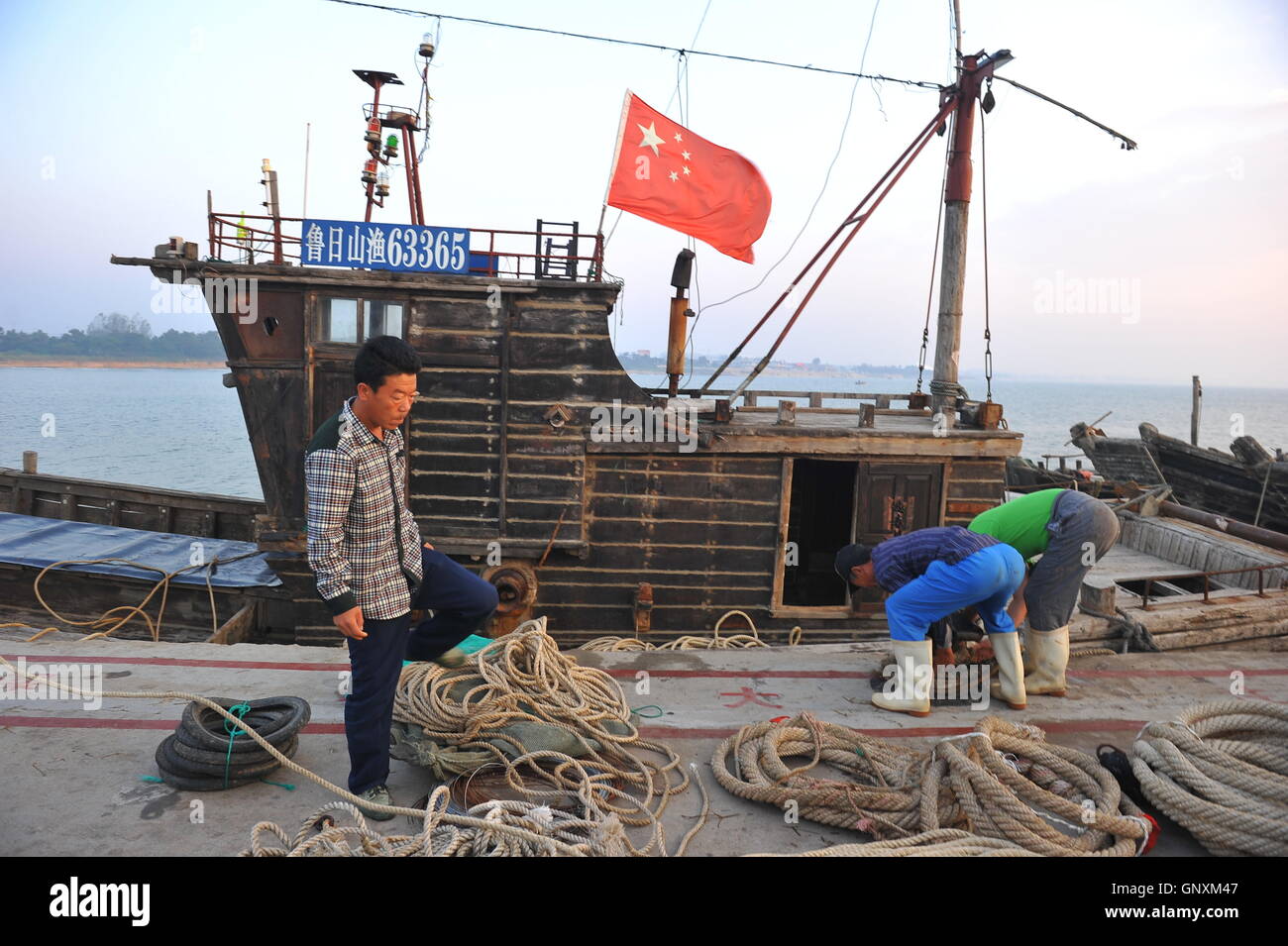 Rizhao, China. 1st Sep, 2016. Fishing vessels at the dock in Rizhao ...